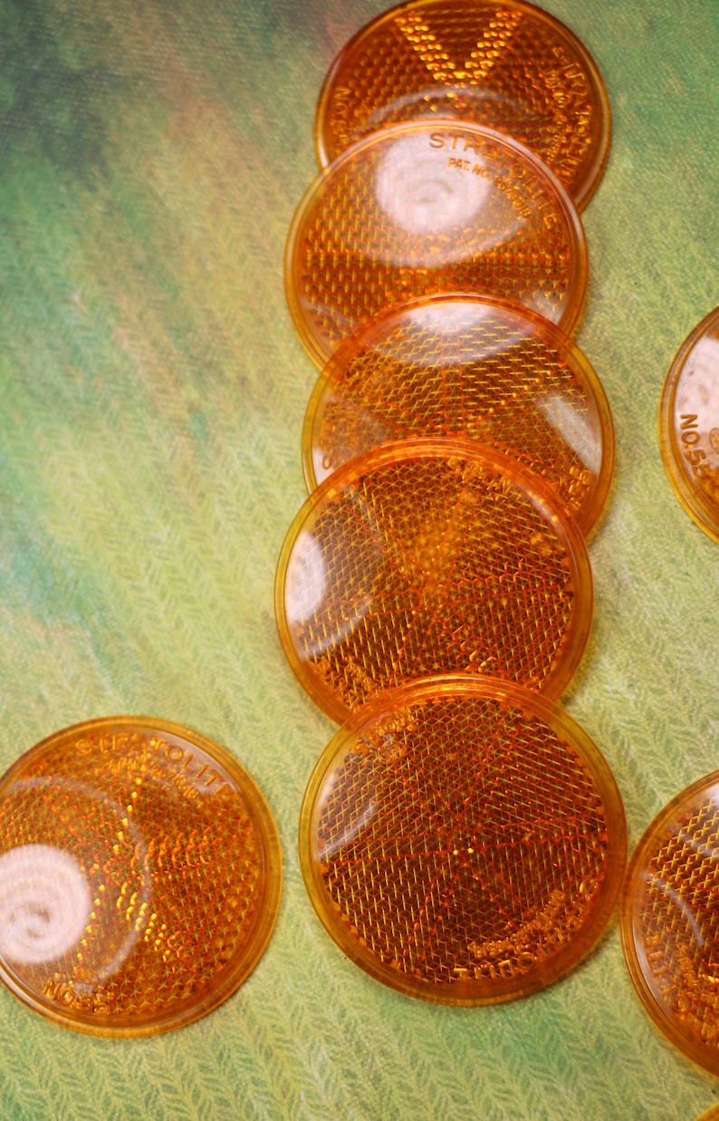 2 Vintage Plastic Stratolite Orange Reflectors - Etsy