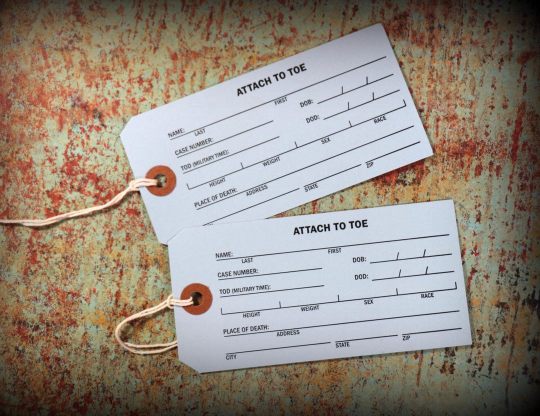 1 Vintage Authentic Toe Tag for Morgue or Halloween - Etsy