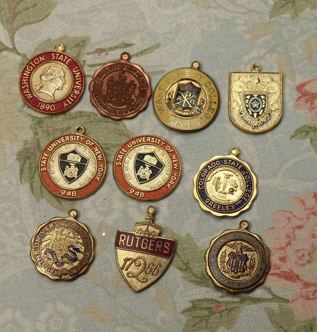 1 Vintage University/college Brass Charm - Etsy