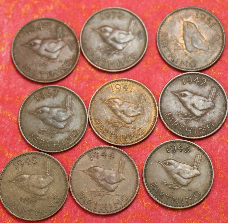 1 Vintage Brass Farthing Coin With Bird - Etsy