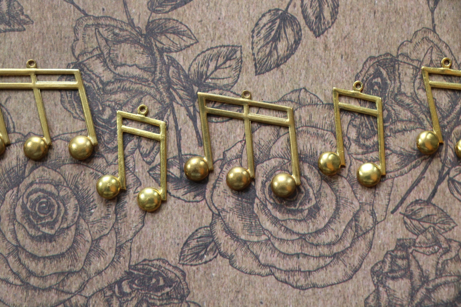 2 Vintage Brass Musical Note Stampings Charm - Etsy
