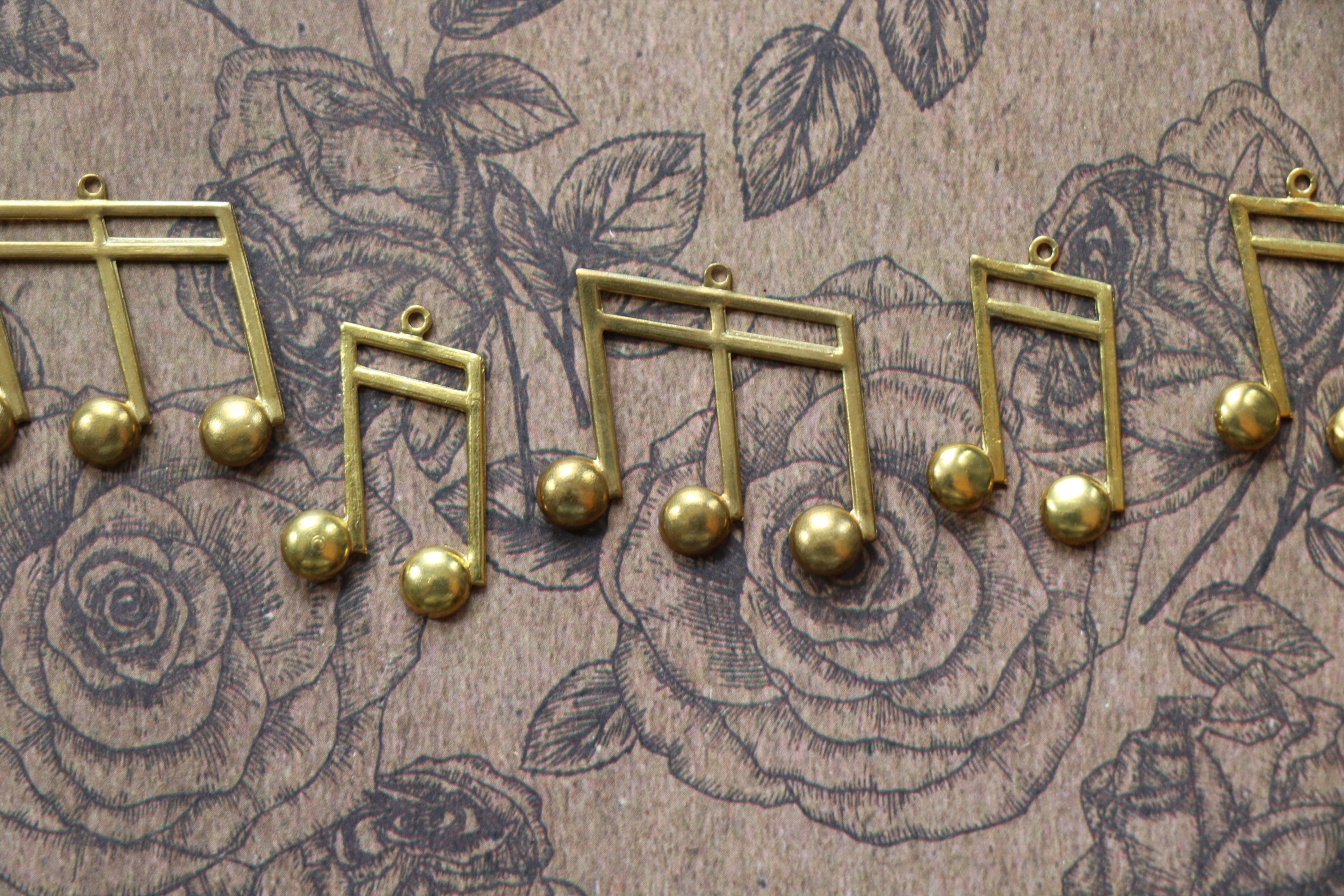 2 Vintage Brass Musical Note Stampings Charm | Etsy