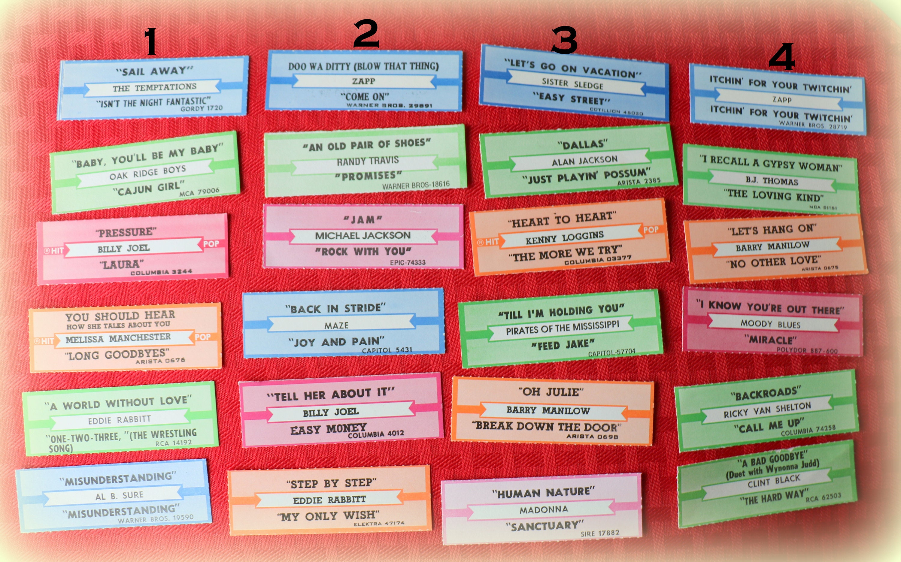 Set of 6 1980's Jukebox Song Tags | Etsy