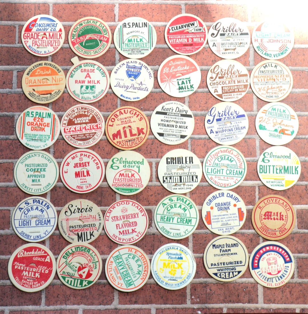 1 Vintage Milk Bottle Cap Set #2 - Your Choice - Etsy