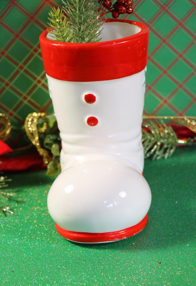 1 Vintage Ceramic Santa Boot Vase - Etsy