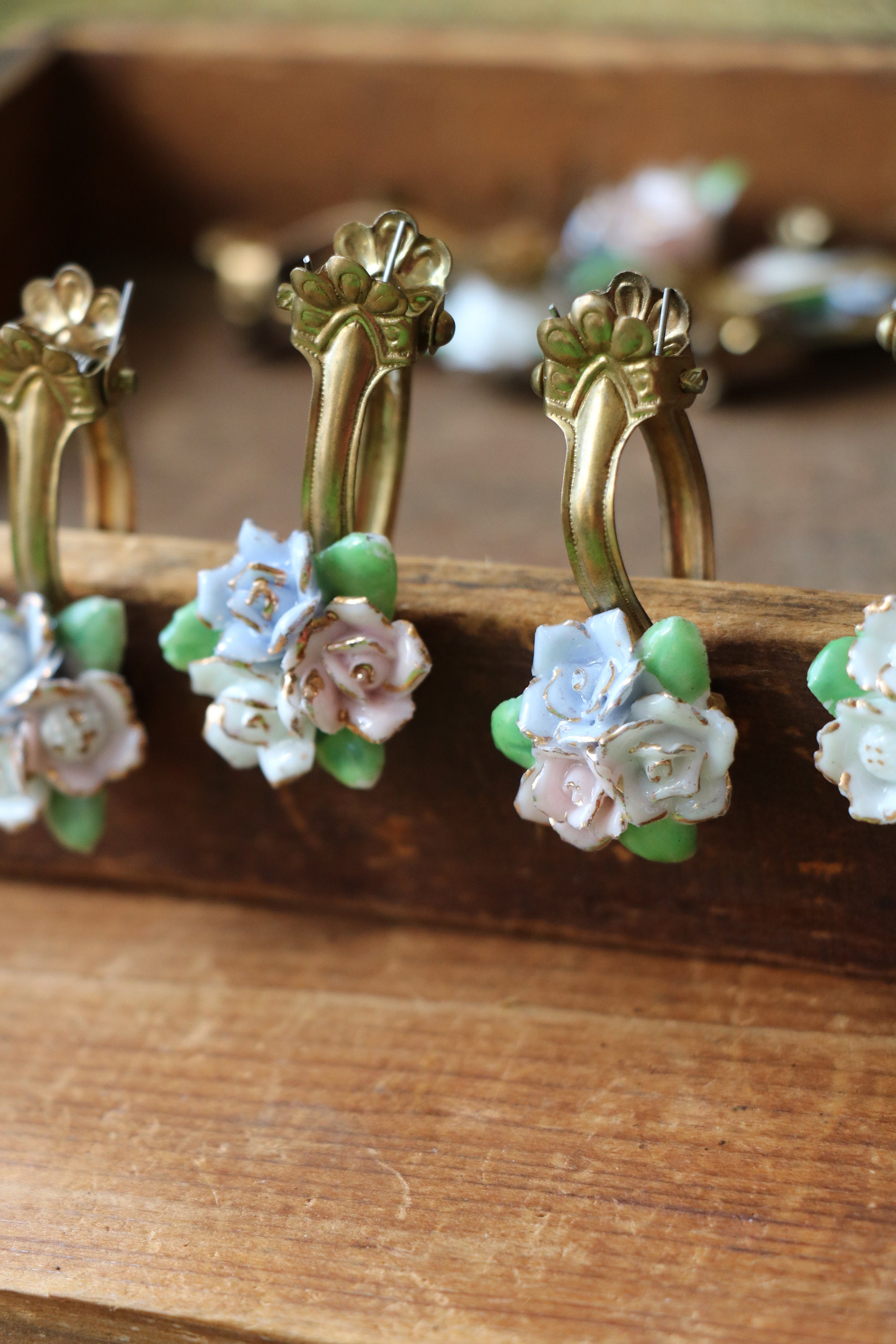 1 Vintage Brass and Ceramic Clip | Etsy