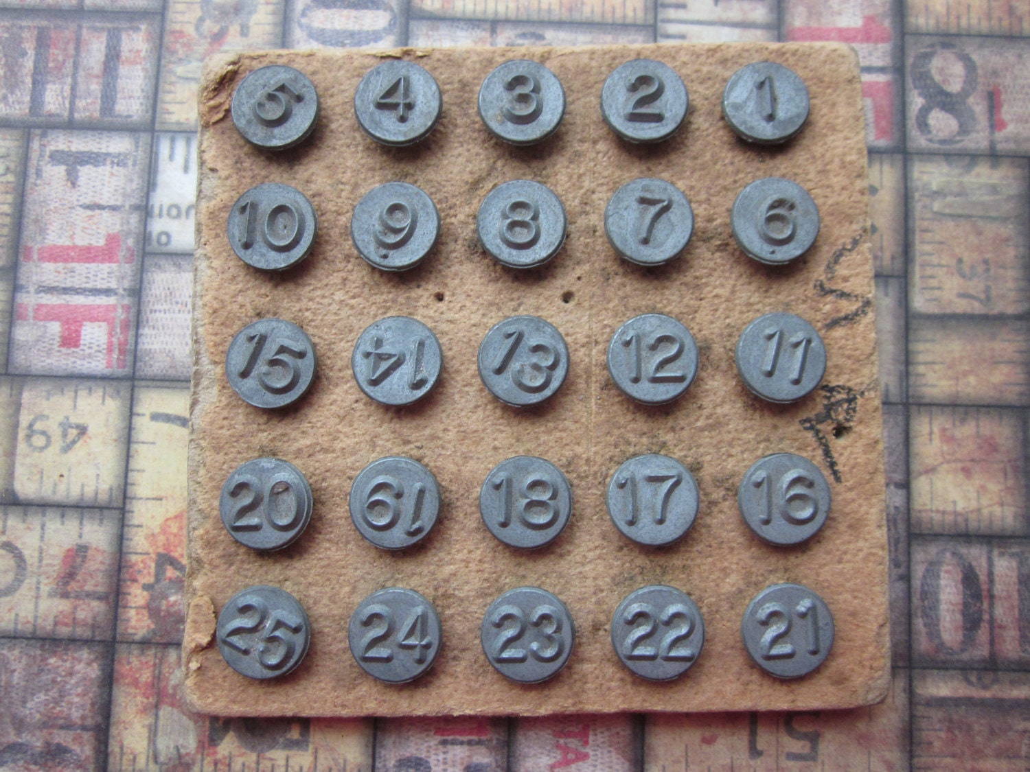 3 Vintage Metal Numbered Tacks | Etsy UK