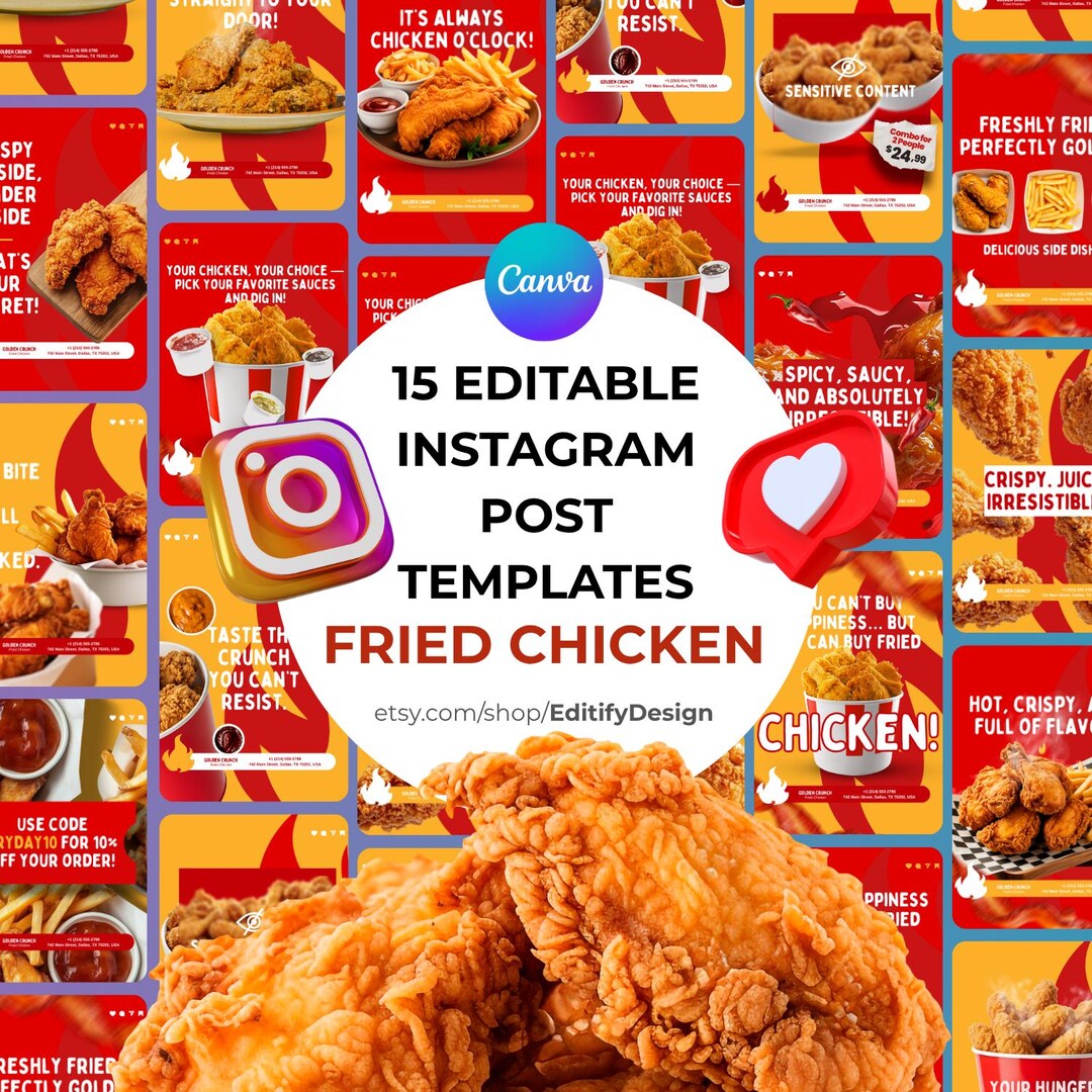 Fried Chicken Instagram Templates | Editable Canva Templates for Fried ...