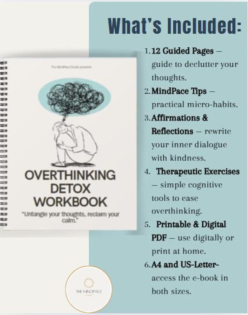 Overthinking Detox Workbook,mindfulness Journal,mental Clarity ...