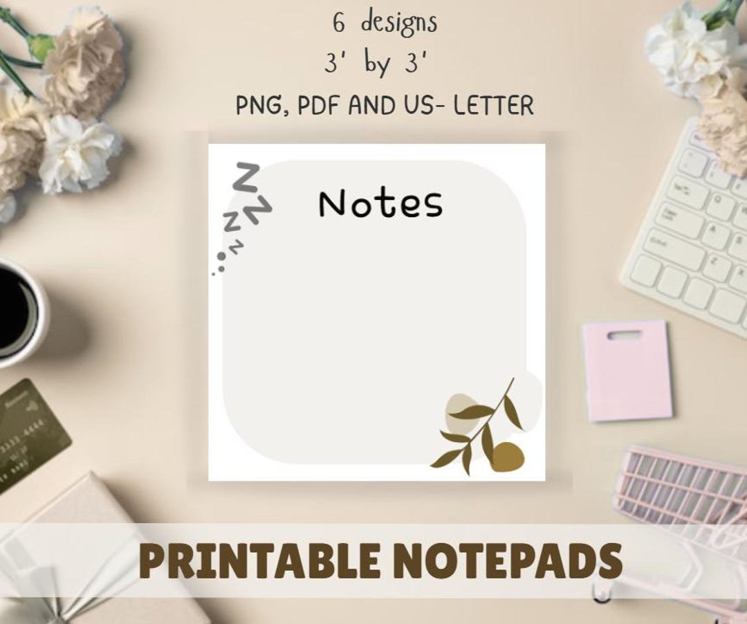 Printable Sticky Notes Bundle: Editable Floral Designs (A4 & US Letter ...