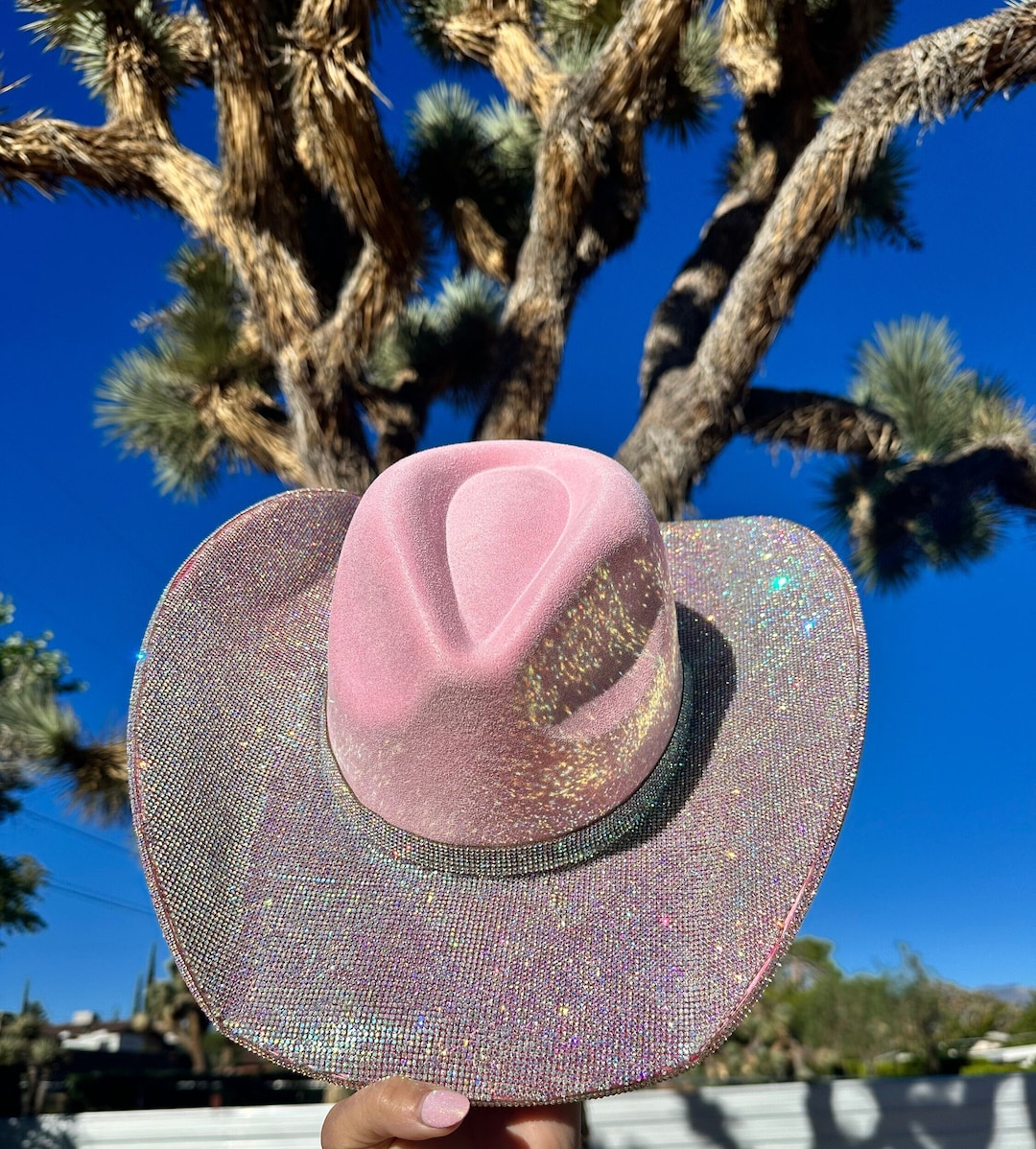 PINK SUPERSTAR Rhinestone Cowboy Hat Various Colors Blue Purple Pink ...