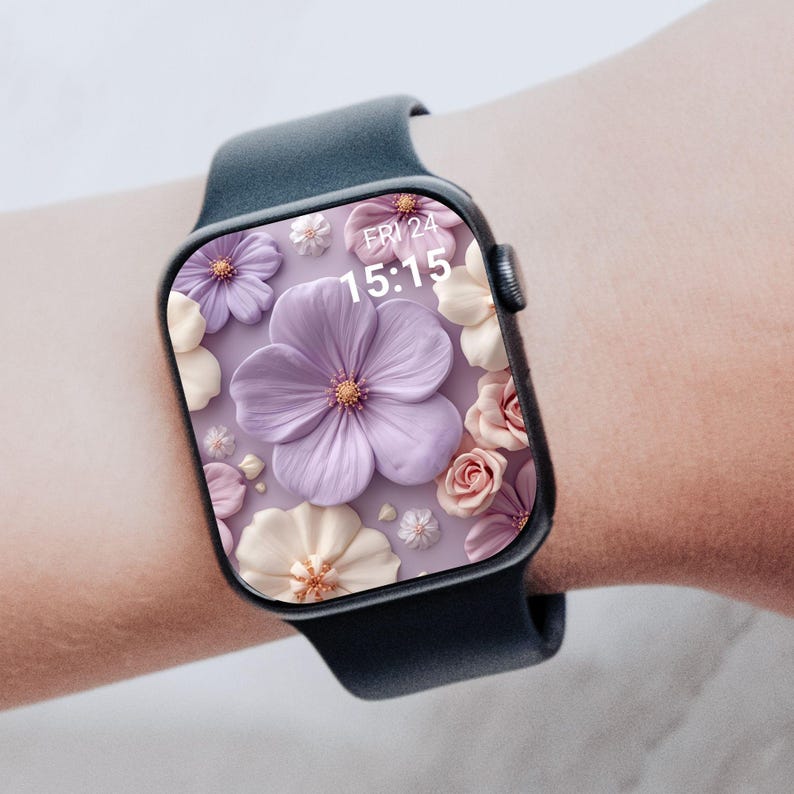 3D Luxury Floral Watch Face Background, Neutral Aesthetic Daisy Digital ...
