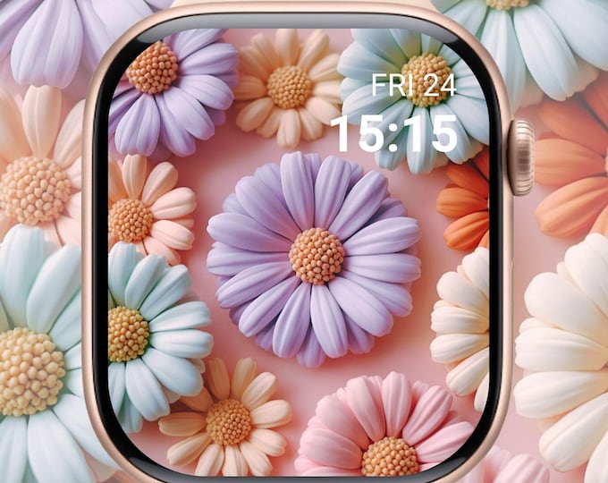 3D Floral Apple Watch Face, 3D Flower Apple Watch Wallpaper, Bas-relief ...