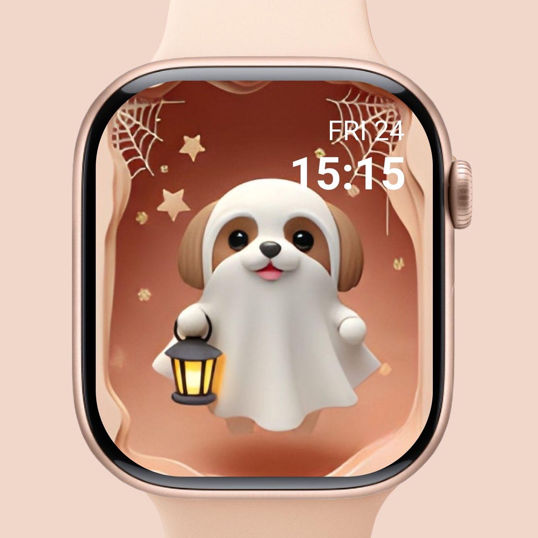 Ghost Dog Apple Watch Face, 3D Kawaii Dog Halloween Apple Watch ...