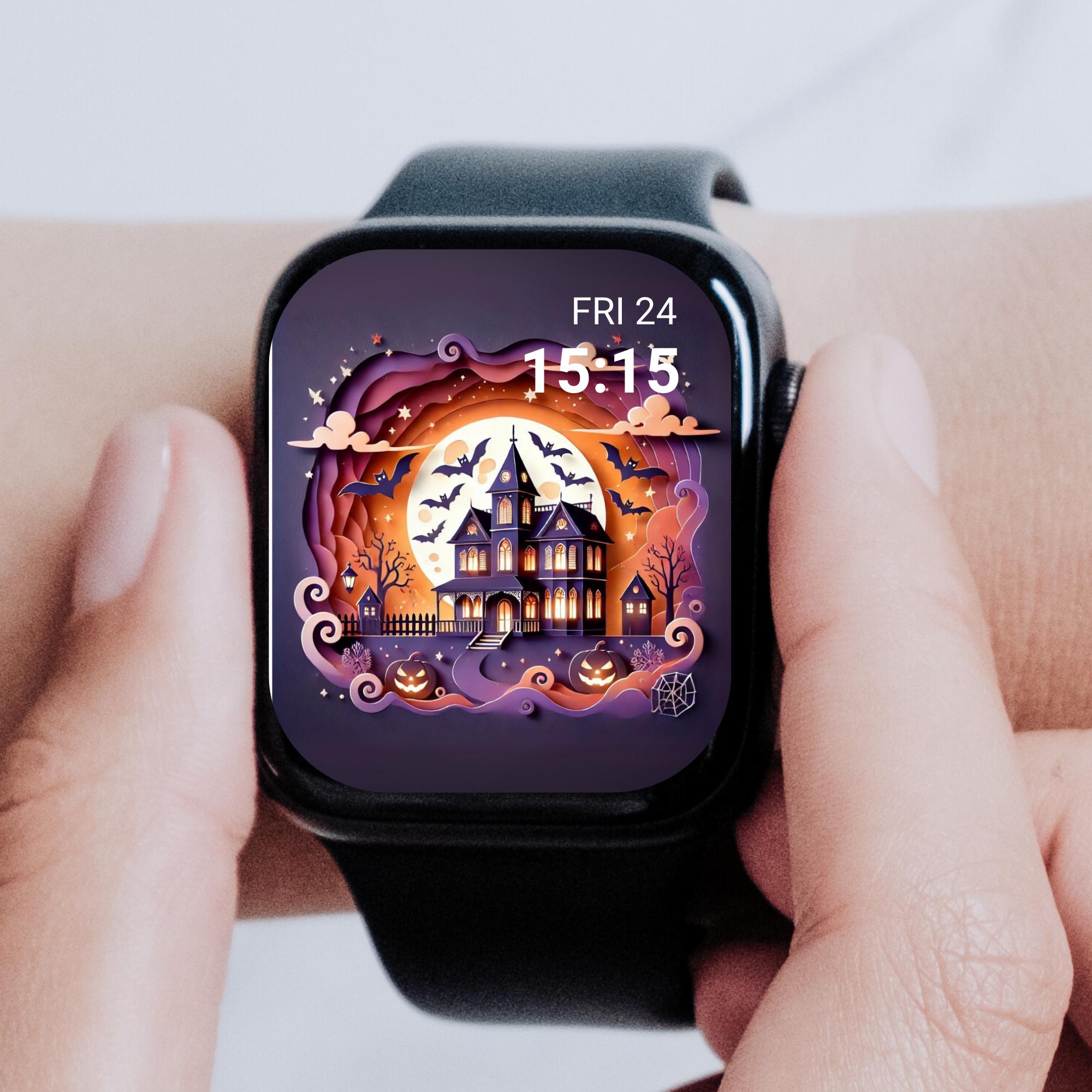 3D Haunted House Apple Watch Wallpaper: Spooky Halloween Design ...
