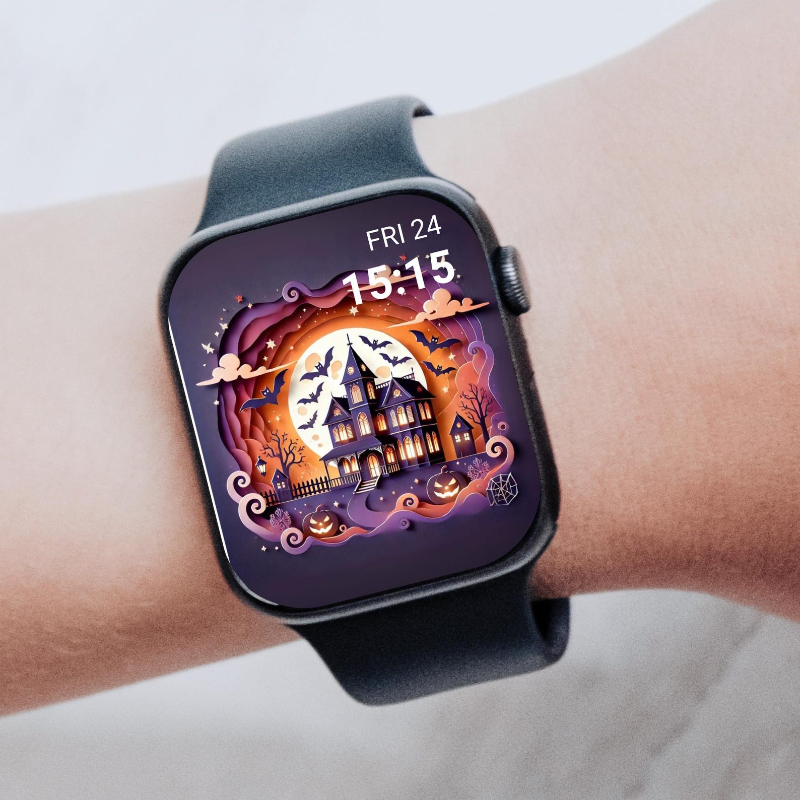 3D Haunted House Apple Watch Wallpaper: Spooky Halloween Design ...