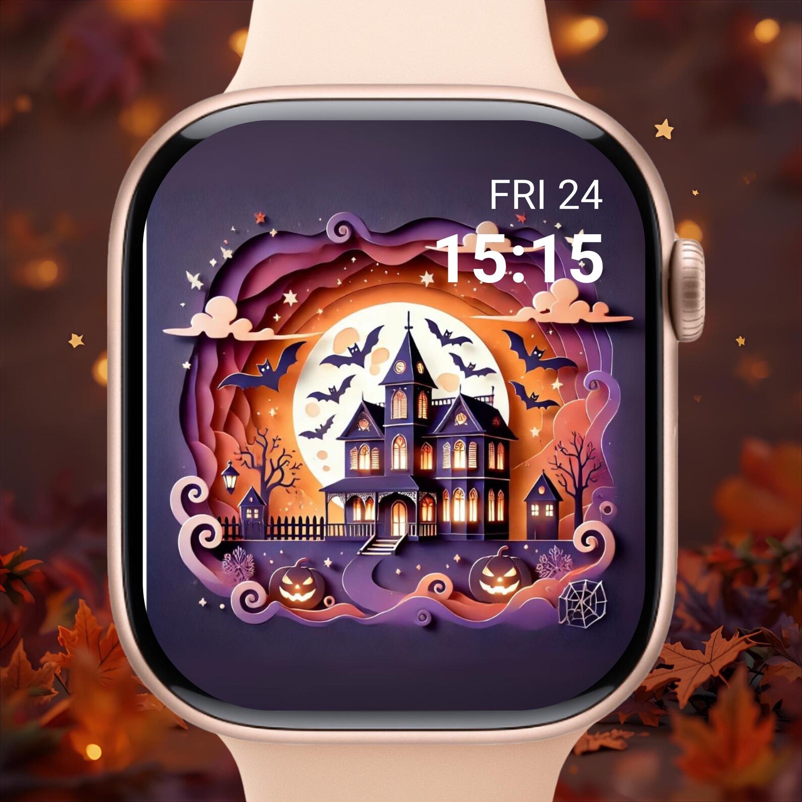 3D Haunted House Apple Watch Wallpaper: Spooky Halloween Design ...