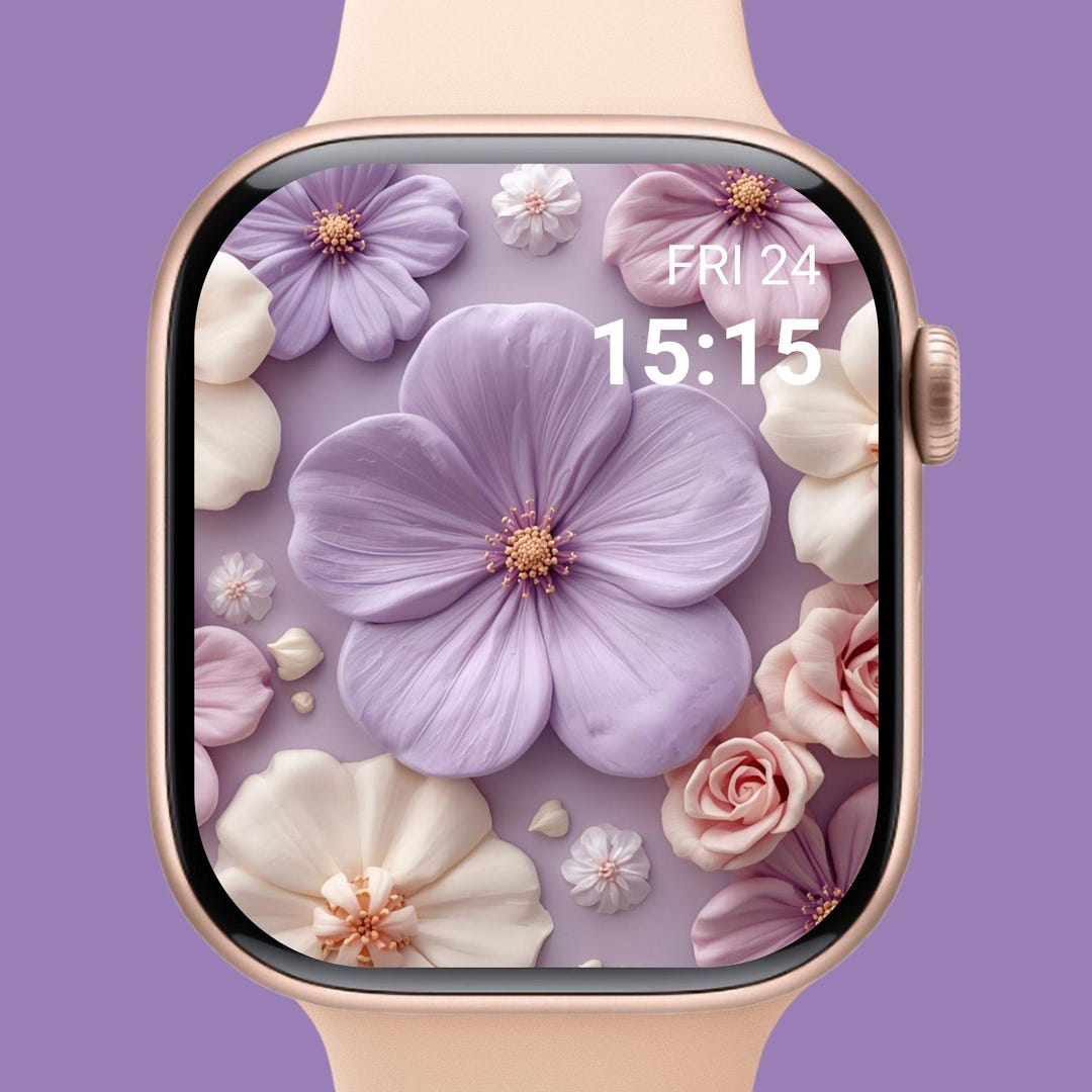 3D Luxury Floral Watch Face Background, Neutral Aesthetic Daisy Digital ...