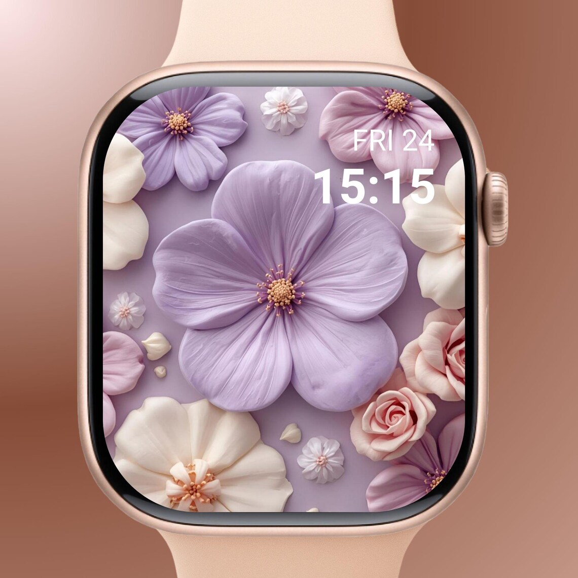 3D Luxury Floral Watch Face Background, Neutral Aesthetic Daisy Digital ...