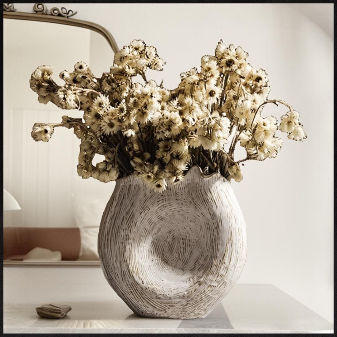 Boho Retro Ceramic Vase | Handmade Pottery Irregular Circle Vase ...