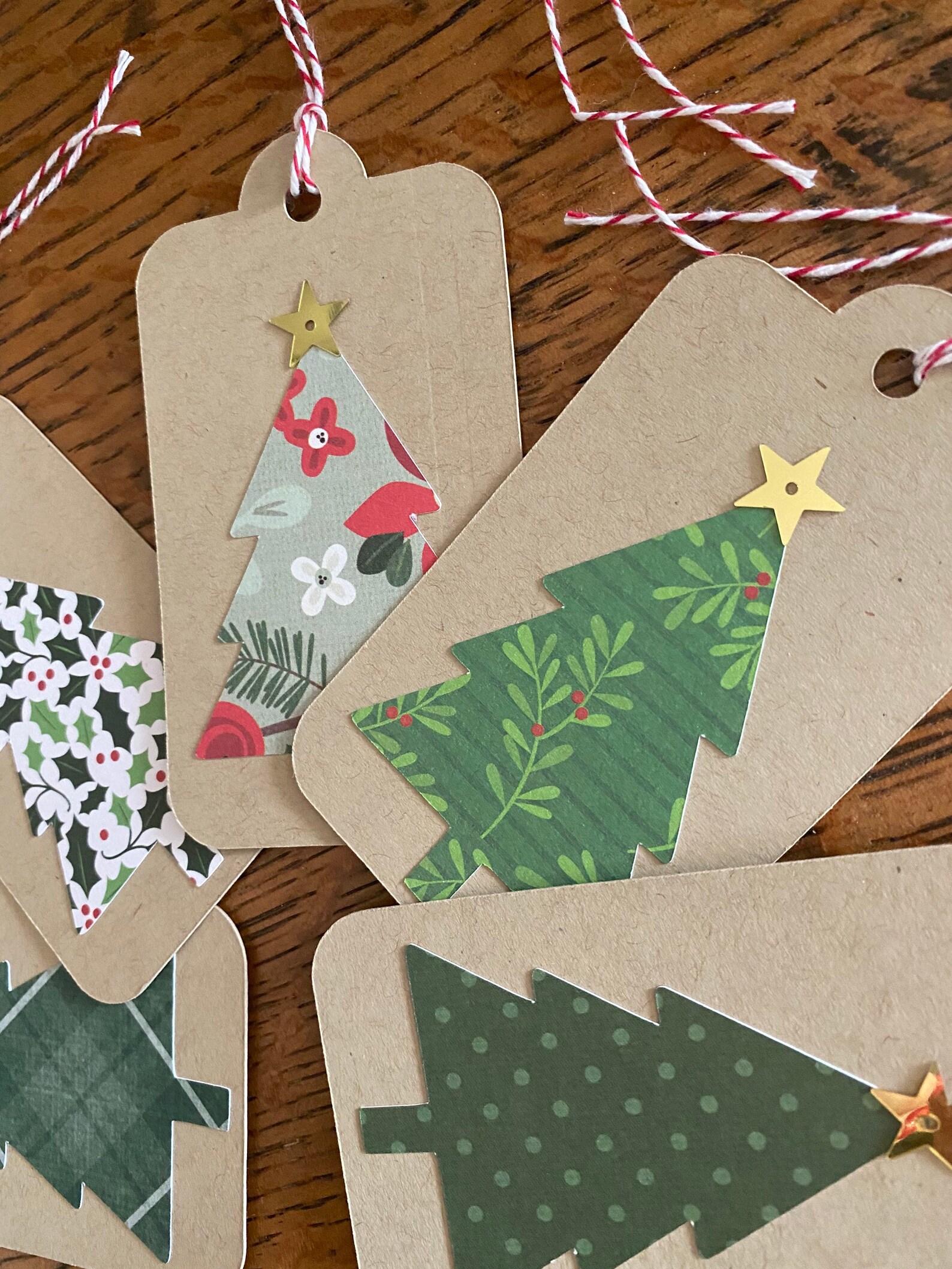 Gold Star Pine Tree Gift Tags Rustic Tree Christmas Tags - Etsy