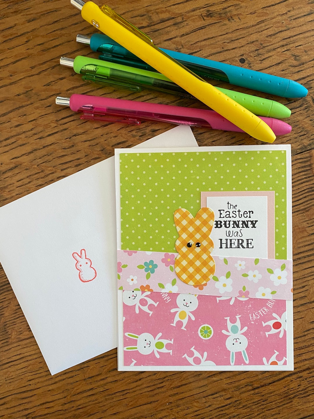 Easter Card Happy Easter Card Easter Bunny Card Gingham Bunny Card ...