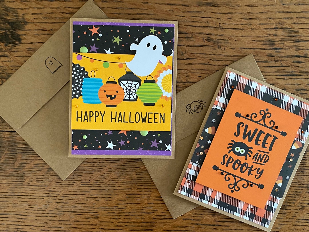 Halloween Cards Ghost Cards Spooky Cards Halloween - Etsy