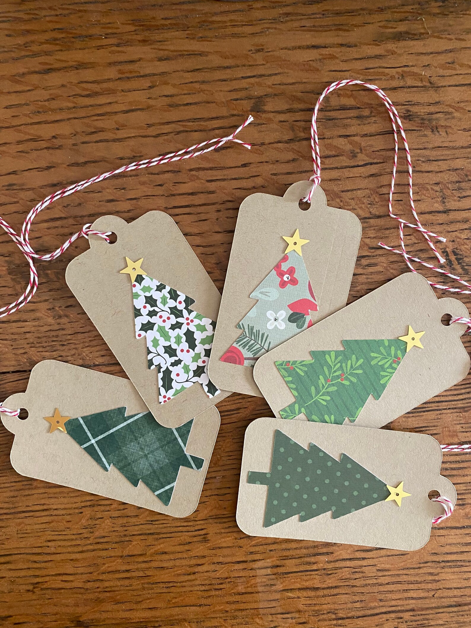 Gold Star Pine Tree Gift Tags Rustic Tree Christmas Tags - Etsy