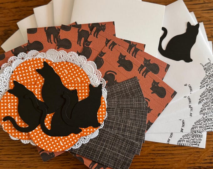 DIY Card Kit Halloween Cards Black Cat Halloween Card Kit Blank Cards ...