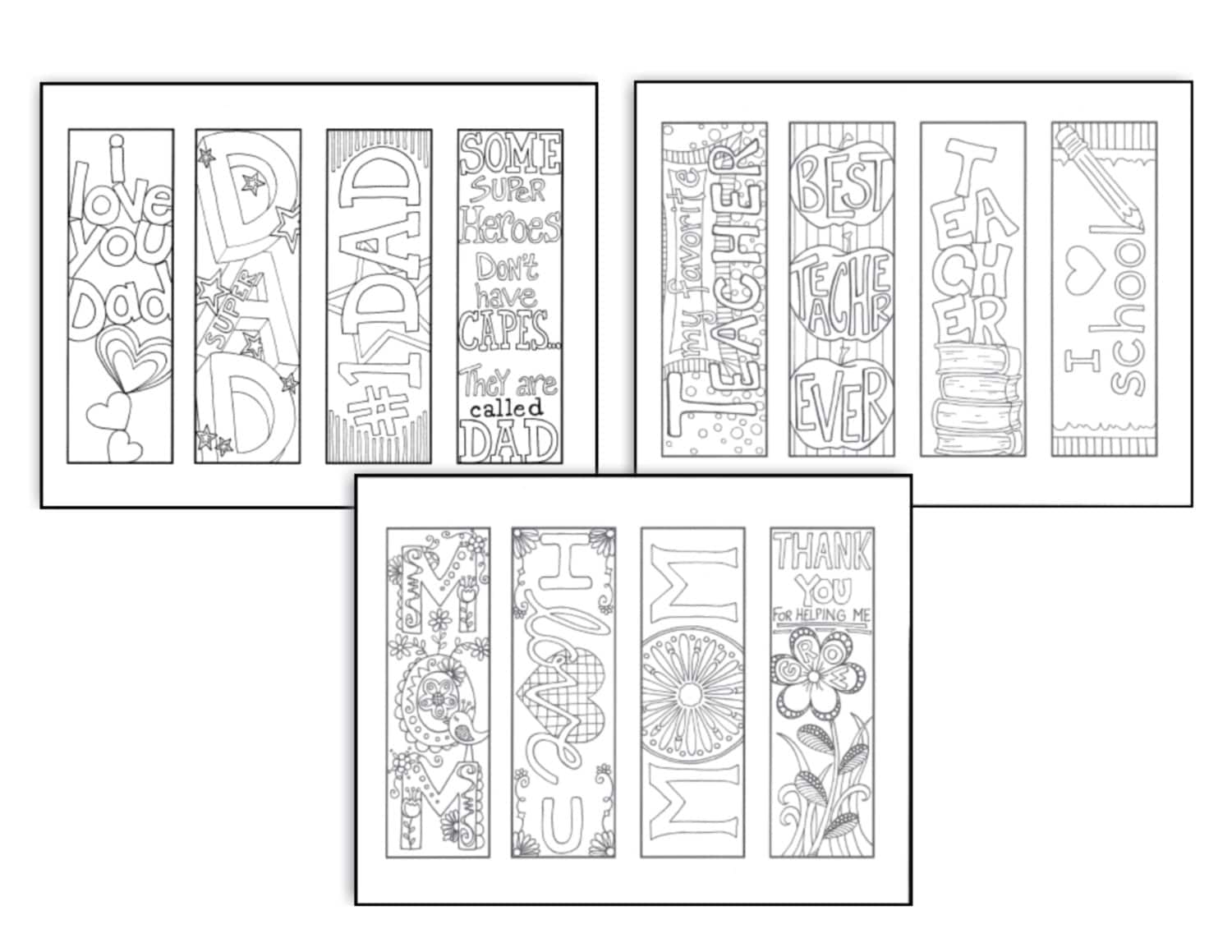 DIY Bookmark Printable Coloring Page-zentangle Inspired - Etsy UK