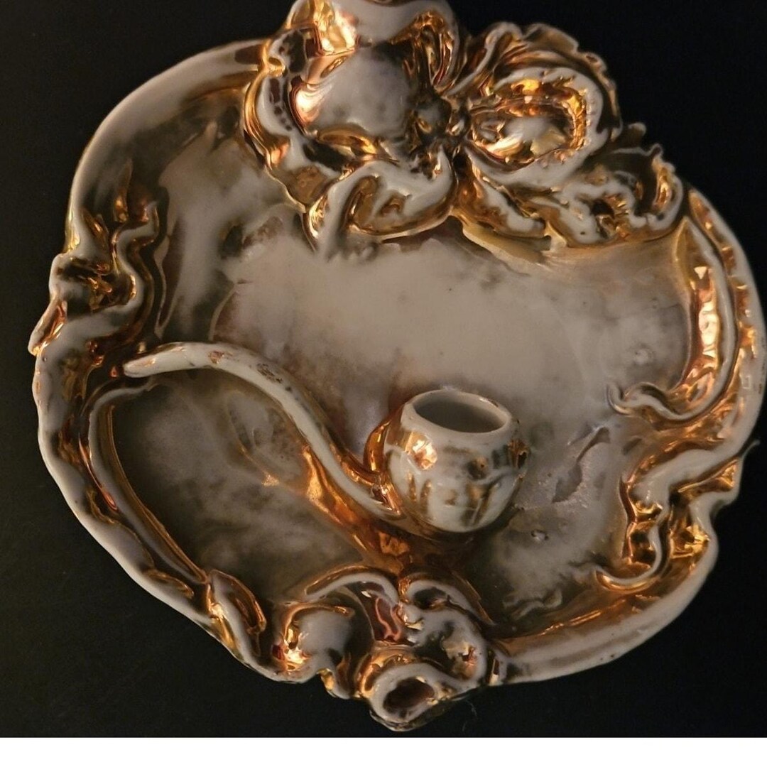 Vintage German Porcelain Pipe Rest, Dish, Plate With Gold Accents - Etsy