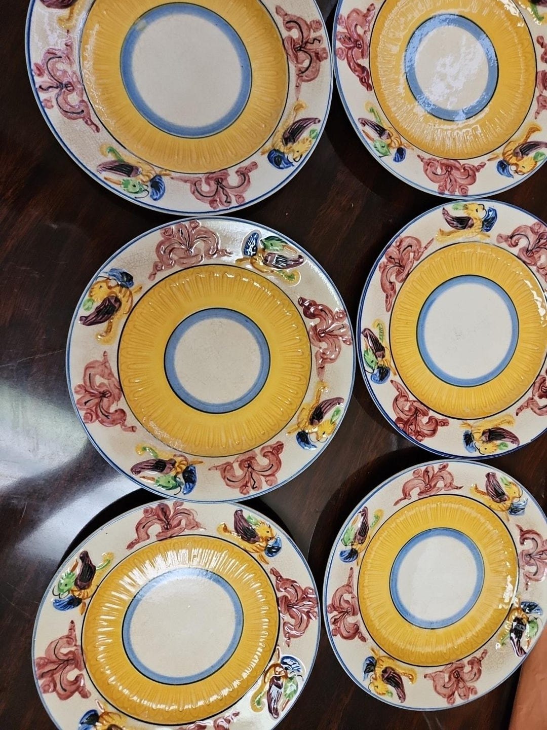 6 Antique Maruhon Ware Embossed Dragon Salad/dessert Plates Japan ...