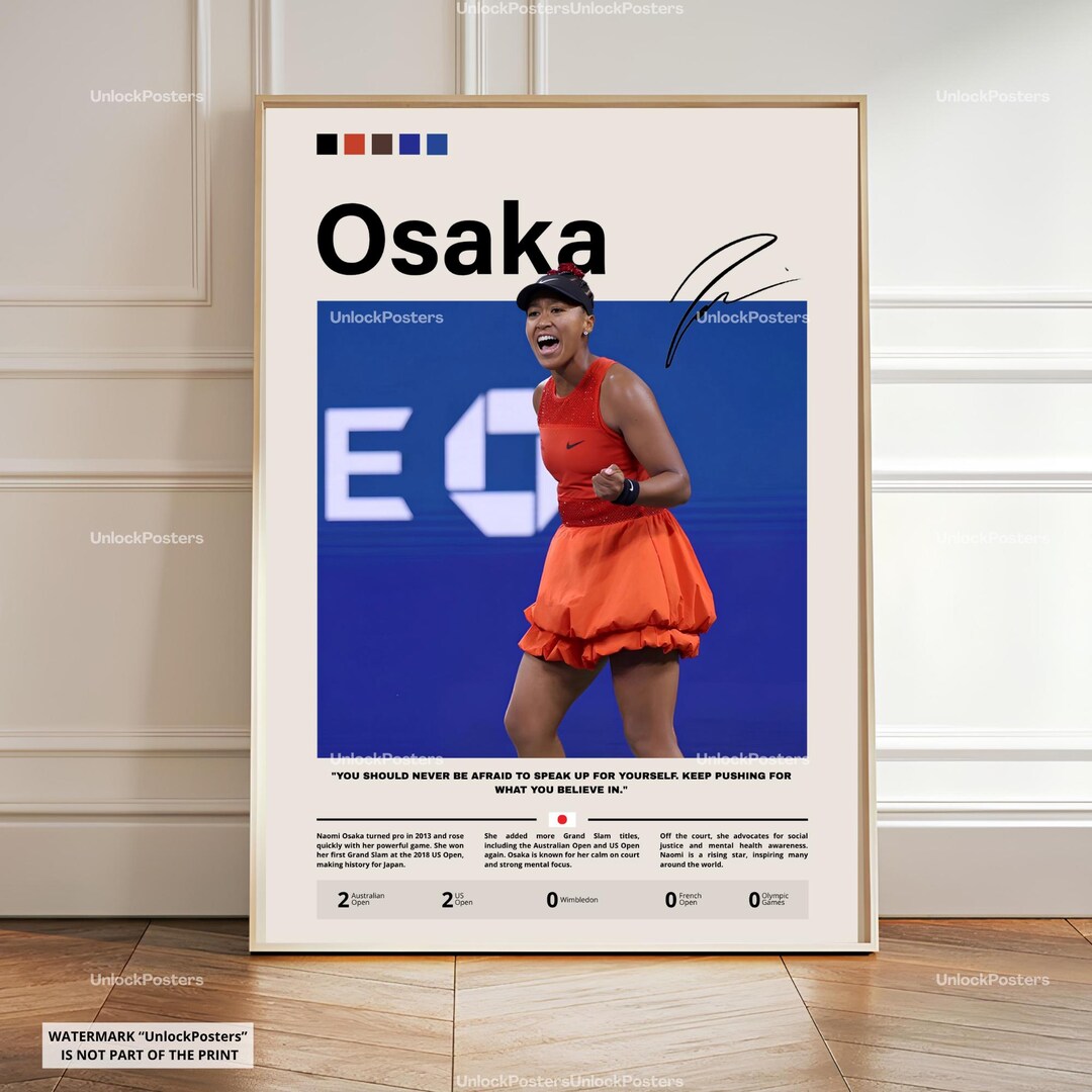 Naomi Osaka Poster, Osaka Tennis Star, Framed Grand Slam Print ...