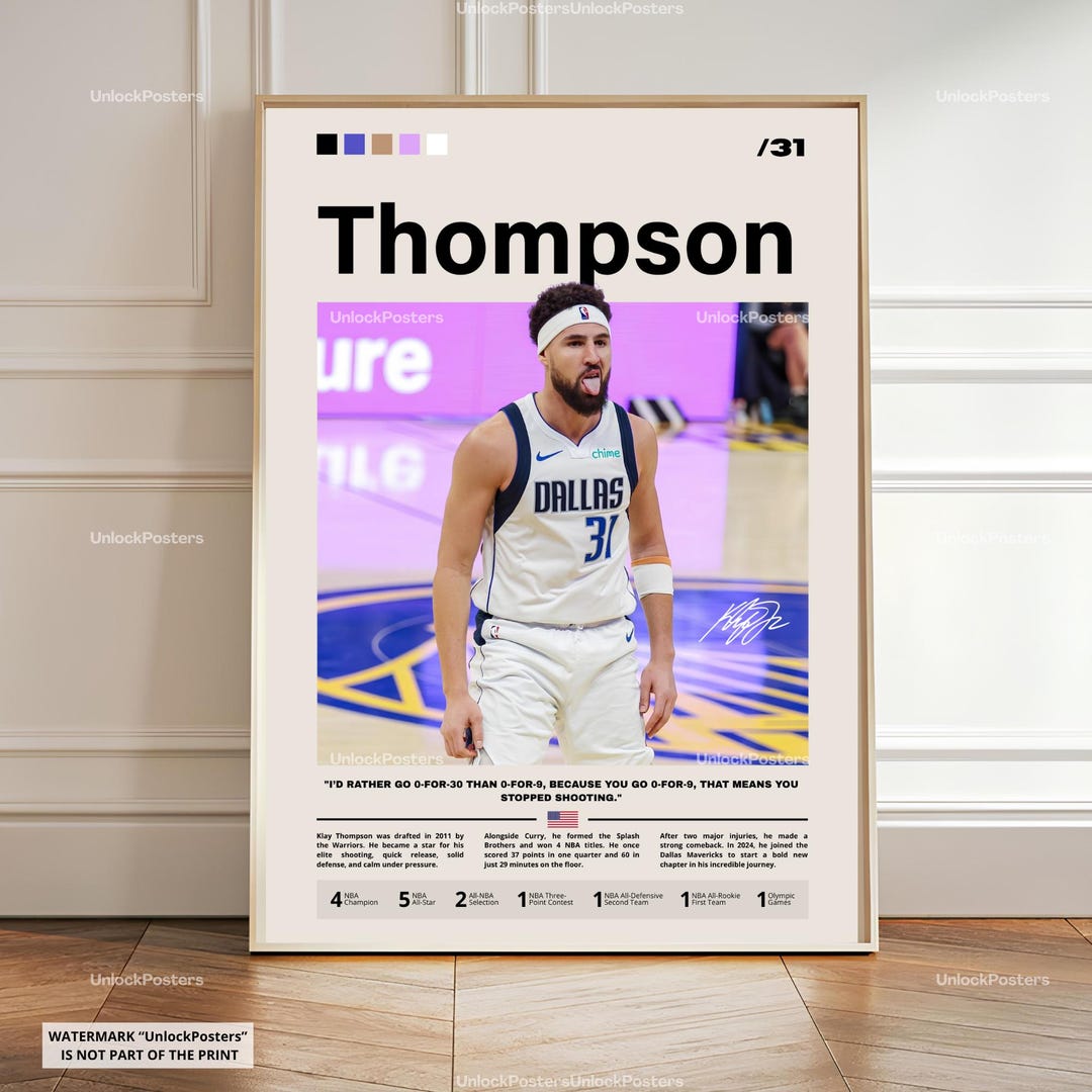 Klay Thompson Poster, NBA Champion, Framed Golden State Warriors ...