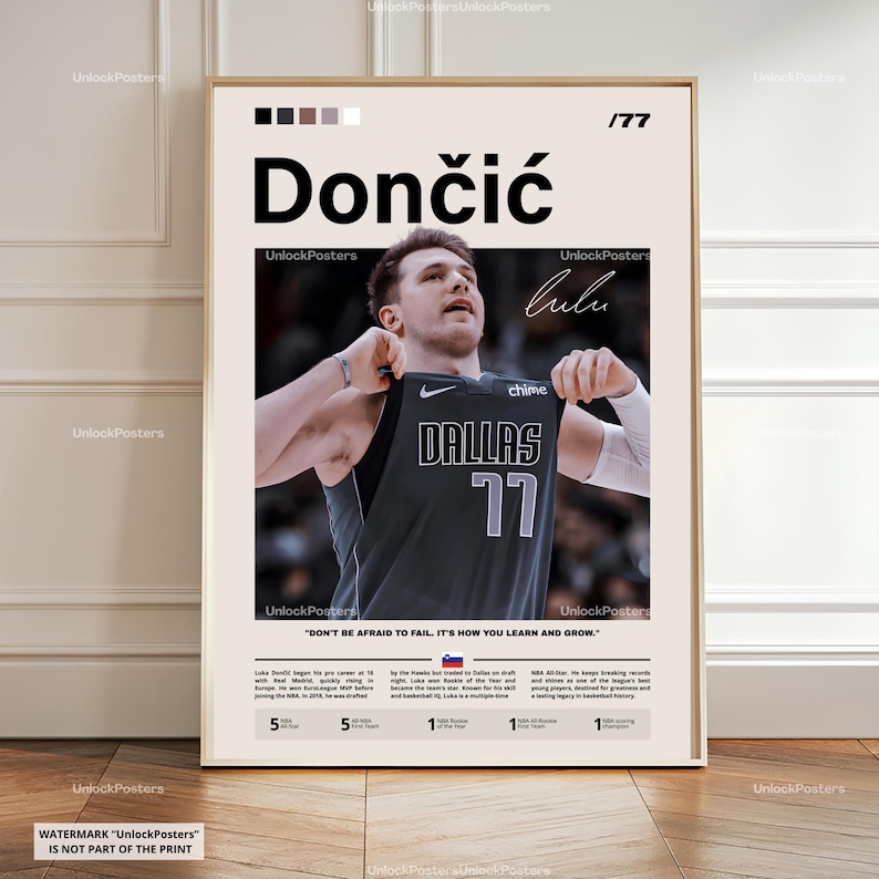 Luka Dončić Poster, Doncic Mavericks Print, Framed Doncic Dallas Art ...