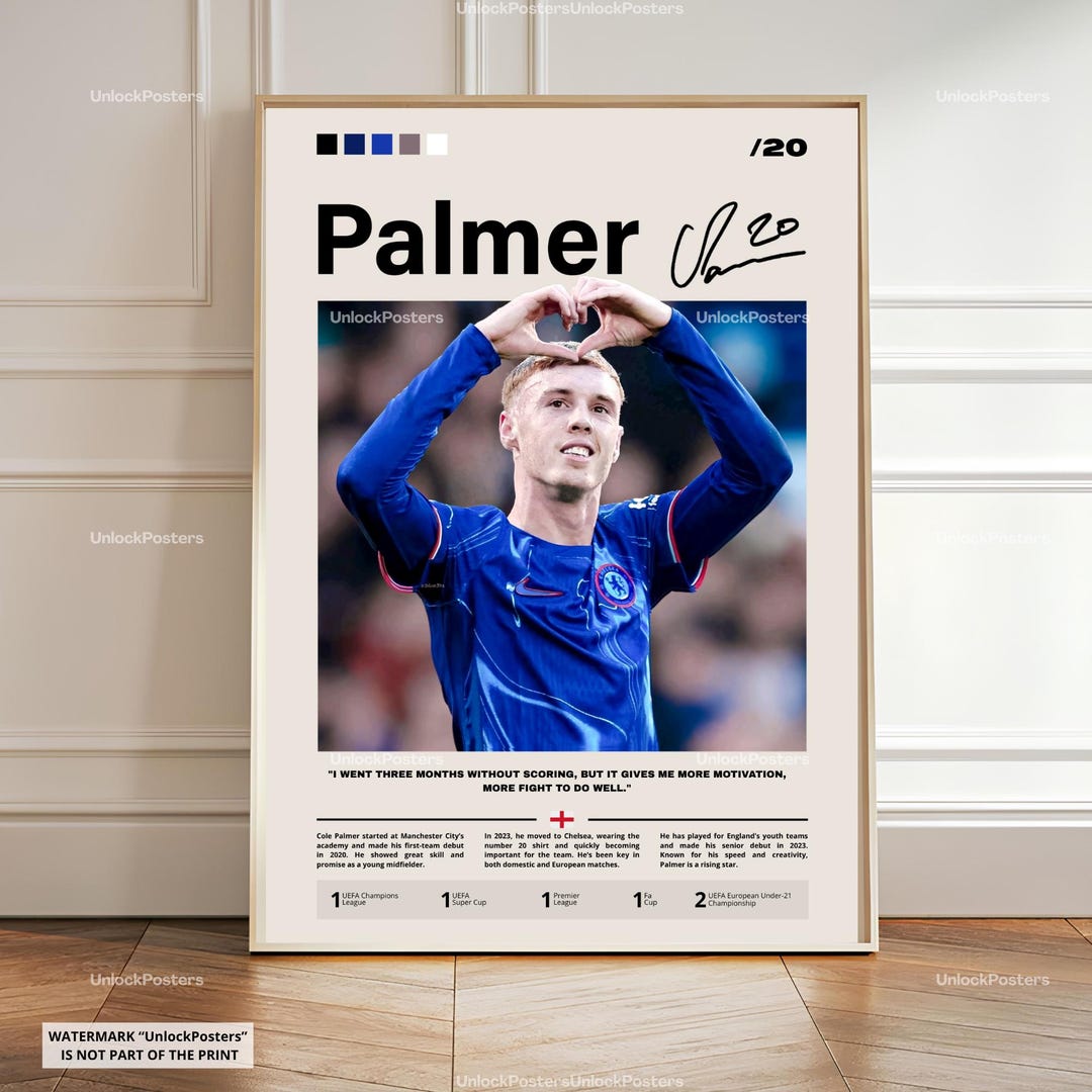 Cole Palmer Poster, Palmer Chelsea Print, Palmer Print, Chelsea Fan ...