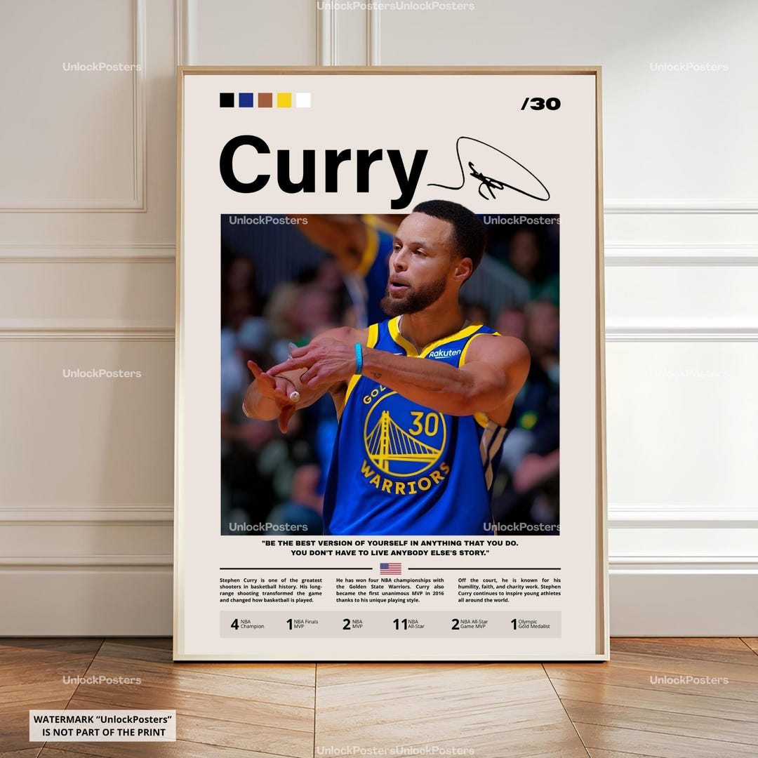 Stephen Curry Poster, Curry Golden State Warriors, Framed NBA ...