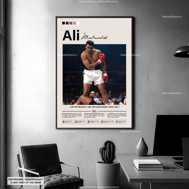 Muhammad Ali Poster, Ali Print Wall Art, the Greatest Decor, Boxing ...