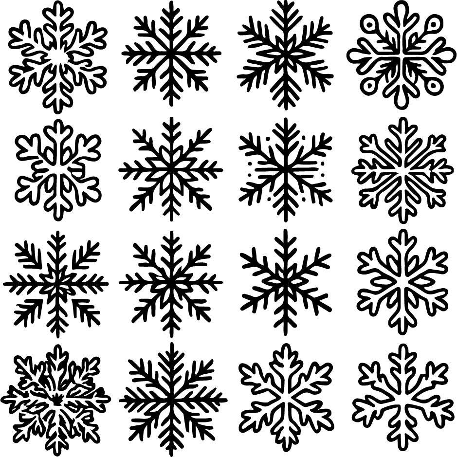 Snowflake Outline Bundle | 16 Vector Cut Files (SVG, PNG) - Etsy