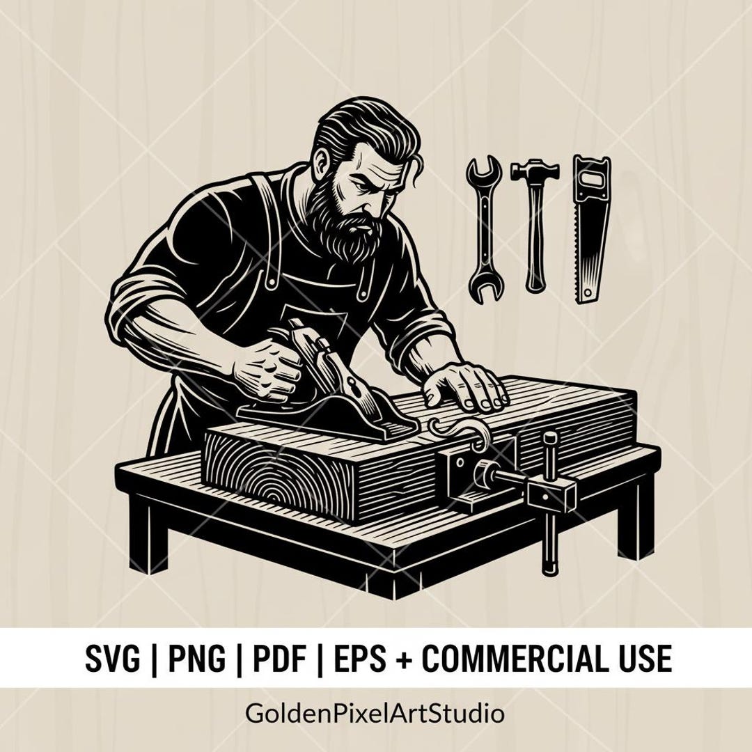 Carpenter Silhouette Vector Clipart, Construction Worker SVG PNG Files ...