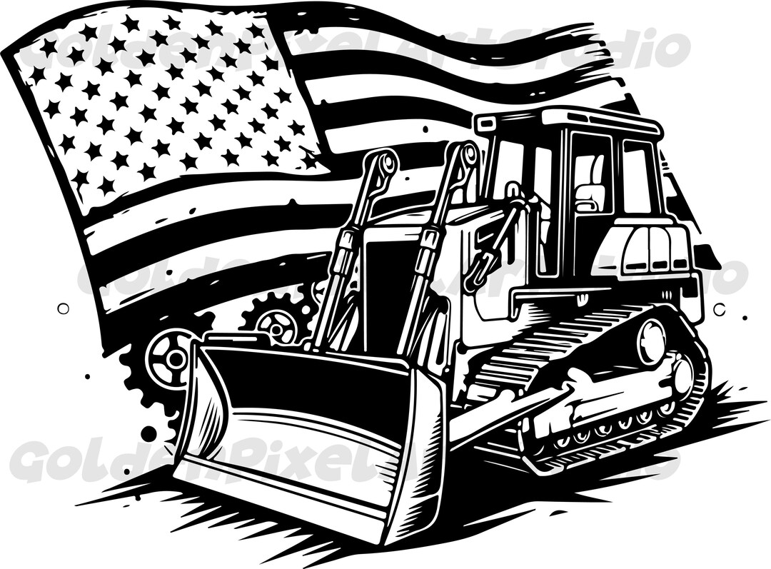 Bulldozer American Flag SVG, PNG Files, Silhouette Vector - Etsy
