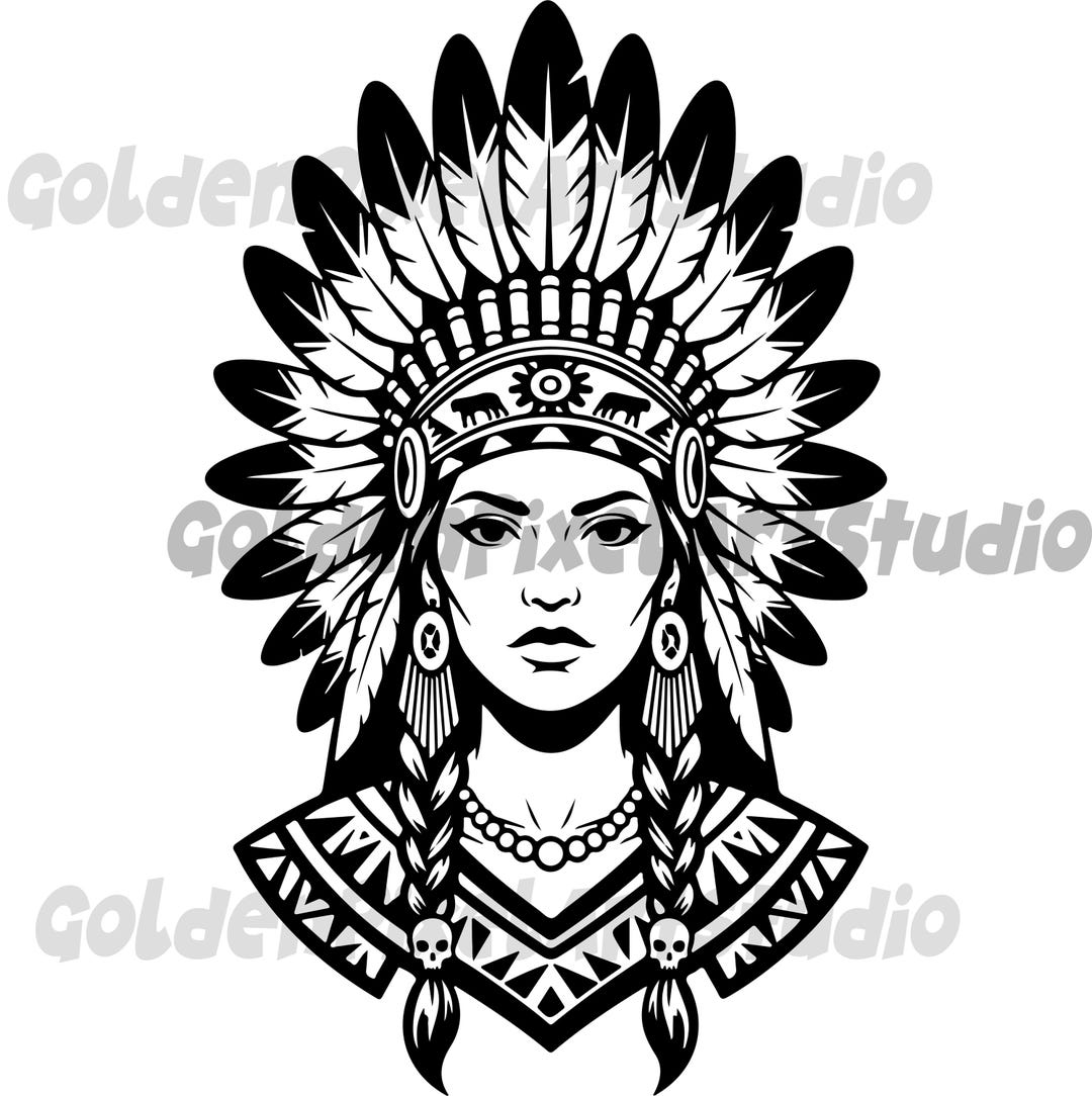 American Indian Woman Clipart, Native American Girl Svg & Png Files ...