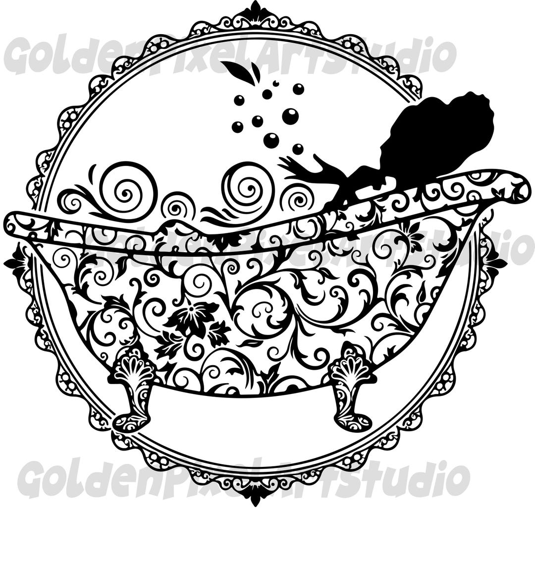 Woman Bathing Silhouette, Floral Bathtub, SVG PNG Clipart - Etsy