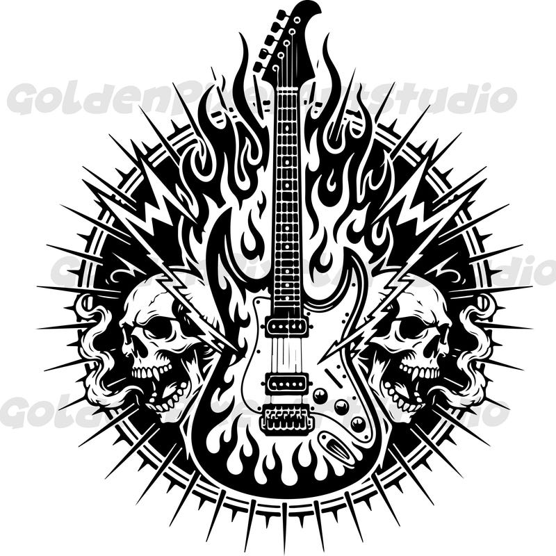 Guitar Tattoo Design - Etsy