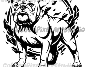 Bulldog SVG & Png File, Dog Clipart Silhouette, Dog Breed Vector Images ...