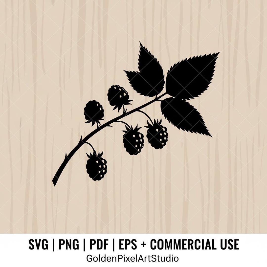 Raspberry Silhouette Clipart, Blackberries SVG PNG Files - Etsy
