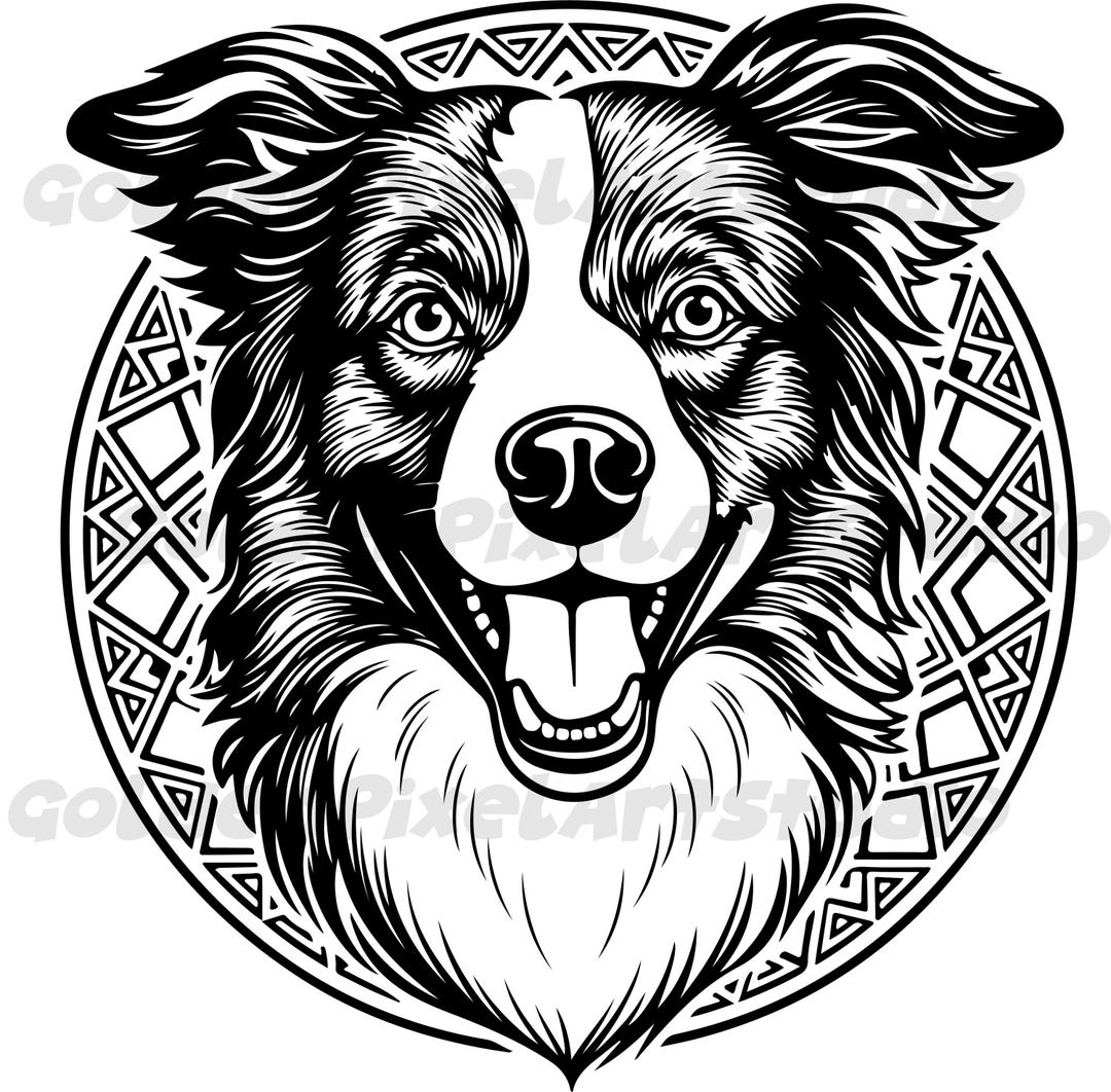 Border Collie Head SVG File - Border Collie Profile Vector Images ...