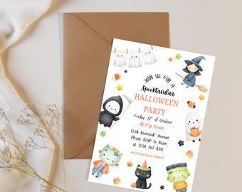 Editable Halloween Party Invitation Cute Kids Halloween Birthday Invite ...