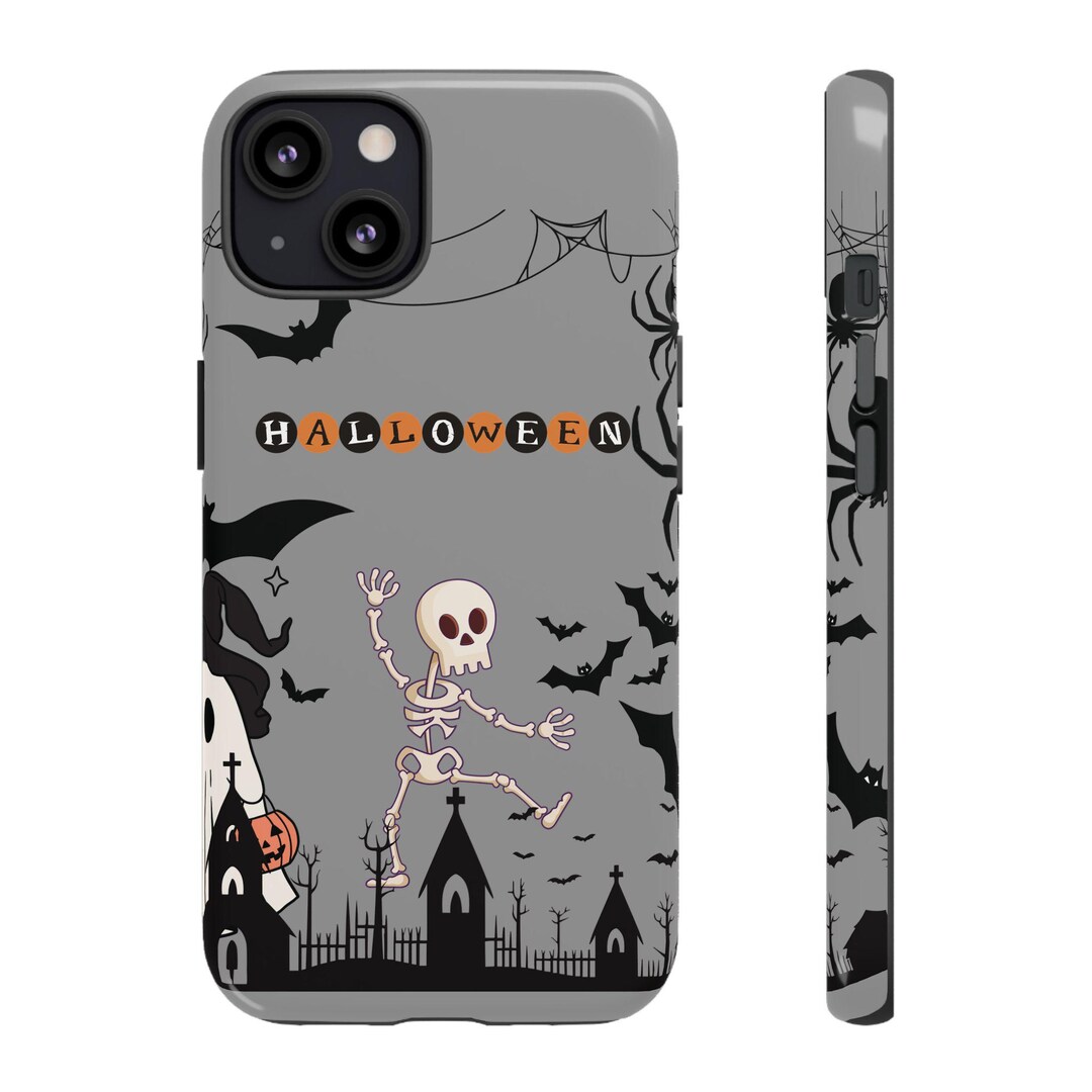 Spooky Skeleton Halloween Phone Case: Impact Resistant, Wireless Charge ...