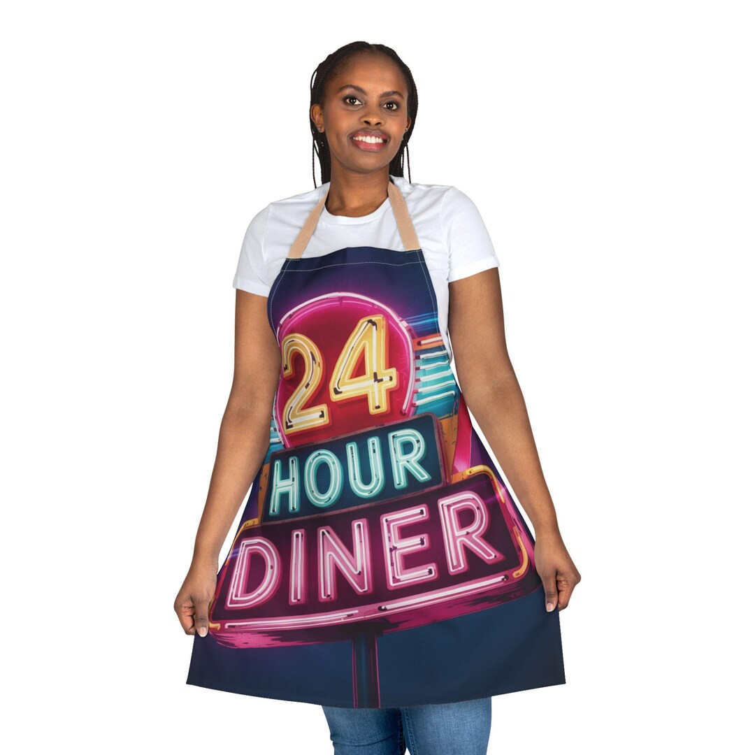 Retro Neon Kitchen Apron, Personalized Vintage Apron, 80s Aesthetic ...
